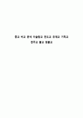 종교 비교 분석 이슬람교 천도교 유대교 기독교 천주교 불교 원불교-1페이지