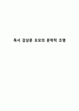 독서 감상문 모모의 문학적 조명-1페이지