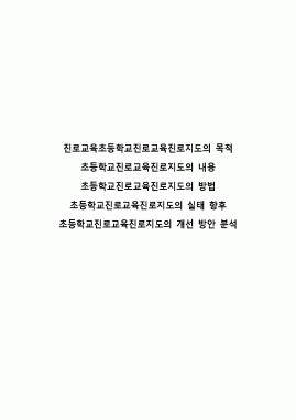 진로교육초등학교진로교육진로지도의 목적 초등학교진로교육진로지도의 내용 초등학교진로교육진로지도의 방법 초등학교진로교육진로지도의 실태 향후 초등학교진로교육진로지도의 개선 방안 분석-1페이지