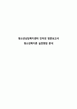 청소년상담복지센터 인터넷 방문보고서 청소년복지론 실천현장 분석-1페이지