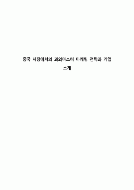 중국 시장에서의 과외마스터 마케팅 전략과 기업 소개-1페이지