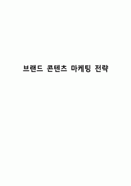 브랜드 콘텐츠 마케팅 전략-1페이지