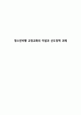 청소년비행 교정교화의 이념과 선도정책 과제-1페이지