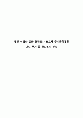 대전 식장산 설화 현장조사 보고서 구비문학개론 민요 무가 등 현장조사 분석-1페이지