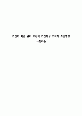 조건화 학습 원리 고전적 조건형성 조작적 조건형성 사회학습-1페이지