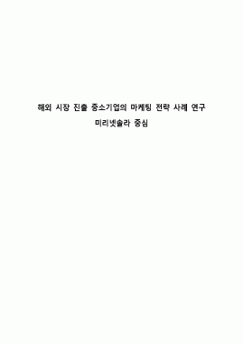 해외 시장 진출 중소기업의 마케팅 전략 사례 연구 미리넷솔라 중심-1페이지