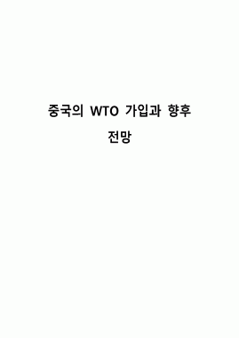 중국의 WTO 가입과 향후 전망-1페이지