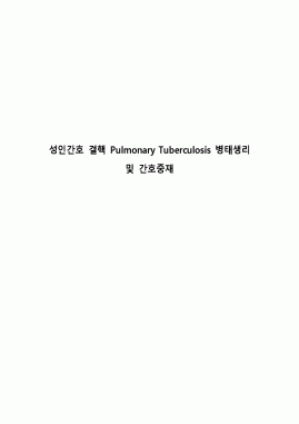 성인간호 결핵 Pulmonary Tuberculosis 병태생리 및 간호중재-1페이지