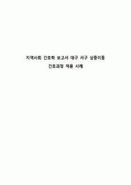 지역사회 간호학 보고서 대구 서구 상중이동 간호과정 적용 사례-1페이지