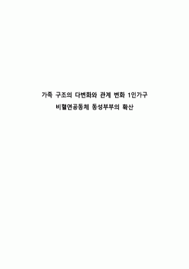 가족 구조의 다변화와 관계 변화 1인가구 비혈연공동체 동성부부의 확산-1페이지