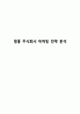 청풍 주식회사 마케팅 전략 분석-1페이지