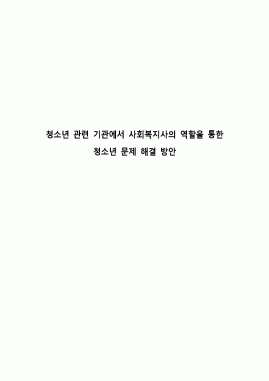 청소년 관련 기관에서 사회복지사의 역할을 통한 청소년 문제 해결 방안-1페이지