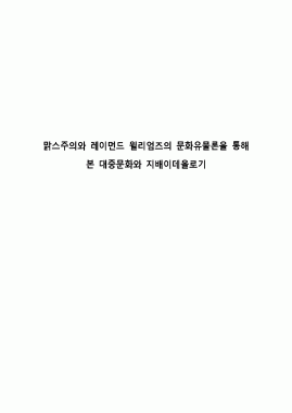 맑스주의와 레이먼드 윌리엄즈의 문화유물론을 통해 본 대중문화와 지배이데올로기-1페이지