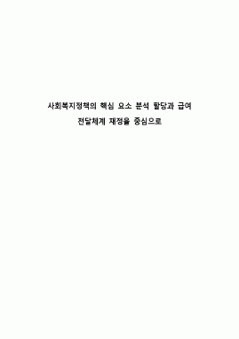 사회복지정책의 핵심 요소 분석 할당과 급여 전달체계 재정을 중심으로-1페이지