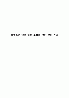 촉법소년 연령 하한 조정에 관한 찬반 논의-1페이지