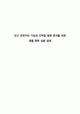 인간 유전자의 기능과 단백질 발현 분석을 위한 생물 화학 실험 설계-1페이지