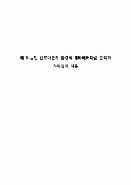 베 티뉴먼 간호이론의 환경적 메타패러다임 분석과 하위영역 적용-1페이지