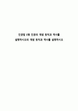 인권법 E형 인권의 개념 원칙과 역사를 설명하시오의 개념 원칙과 역사를 설명하시오-1페이지