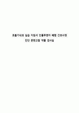 호흡기내과 실습 지침서 인플루엔자 폐렴 간호사정 진단 문헌고찰 약물 검사실-1페이지