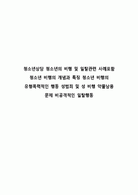 청소년상담 청소년의 비행 및 일탈관련 사례포함 청소년 비행의 개념과 특징 청소년 비행의 유형폭력적인 행동 성범죄 및 성 비행 약물남용 문제 비공격적인 일탈행동-1페이지