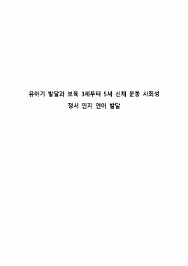 유아기 발달과 보육 3세부터 5세 신체 운동 사회성 정서 인지 언어 발달-1페이지