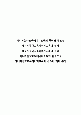 에너지절약교육에너지교육의 목적과 필요성 에너지절약교육에너지교육의 실태 에너지절약교육에너지교육의 원리 에너지절약교육에너지교육의 환경조성 에너지절약교육에너지교육의 성과와 과제 분석-1페이지