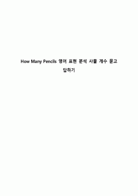 How Many Pencils 영어 표현 분석 사물 개수 묻고 답하기-1페이지