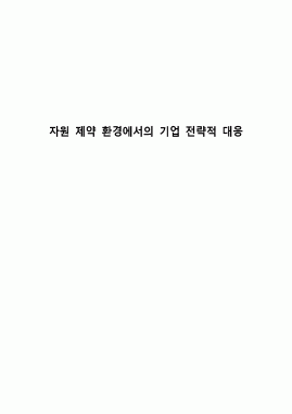 자원 제약 환경에서의 기업 전략적 대응-1페이지