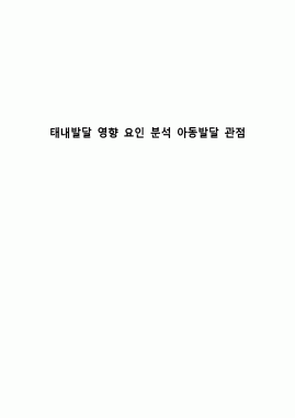 태내발달 영향 요인 분석 아동발달 관점-1페이지