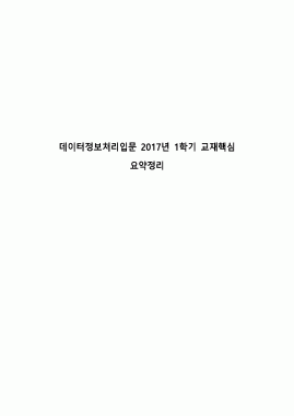 데이터정보처리입문 2017년 1학기 교재핵심 요약정리-1페이지