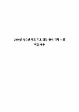 2016년 청소년 진로 지도 상담 출석 대체 시험 핵심 내용-1페이지