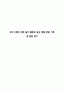 유아 2세반 30명 놀이 활동과 일상 생활 관찰 기록 및 발달 평가-1페이지