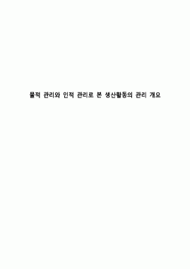 물적 관리와 인적 관리로 본 생산활동의 관리 개요-1페이지