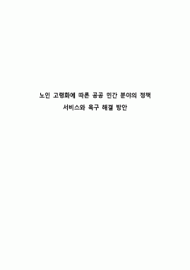 노인 고령화에 따른 공공 민간 분야의 정책 서비스와 욕구 해결 방안-1페이지