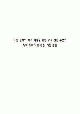 노인 문제와 욕구 해결을 위한 공공 민간 부문의 정책 서비스 분석 및 개선 방안-1페이지