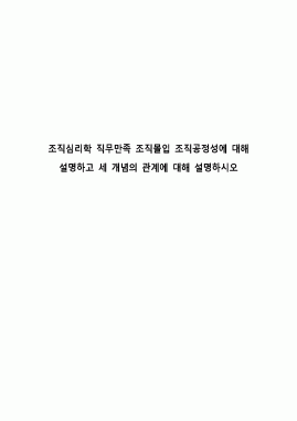 조직심리학 직무만족 조직몰입 조직공정성에 대해 설명하고 세 개념의 관계에 대해 설명하시오-1페이지