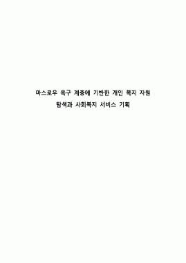 마스로우 욕구 계층에 기반한 개인 복지 자원 탐색과 사회복지 서비스 기획-1페이지