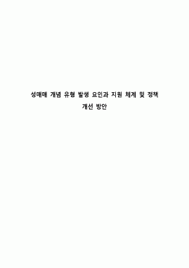 성매매 개념 유형 발생 요인과 지원 체계 및 정책 개선 방안-1페이지