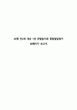 20명 만2세 대상 1년 관찰일지와 종합발달평가 40페이지 보고서-1페이지