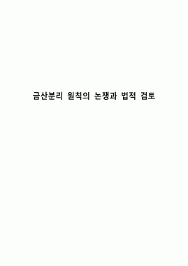 금산분리 원칙의 논쟁과 법적 검토-1페이지