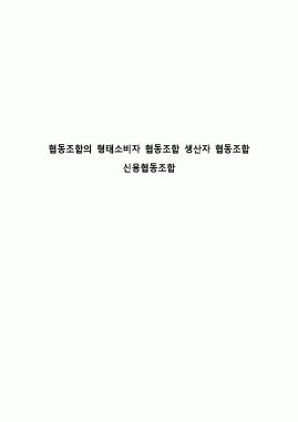 협동조합의 형태소비자 협동조합 생산자 협동조합 신용협동조합-1페이지
