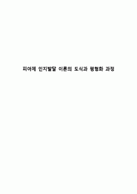 피아제 인지발달 이론의 도식과 평형화 과정-1페이지