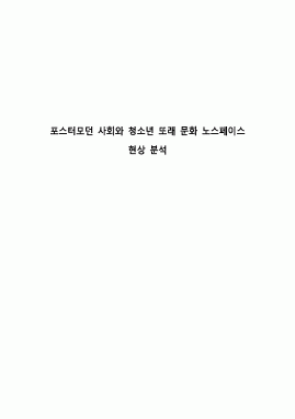 포스터모던 사회와 청소년 또래 문화 노스페이스 현상 분석-1페이지
