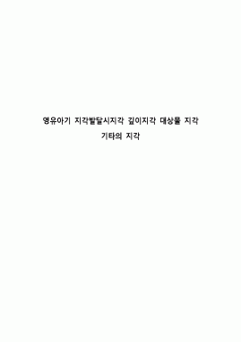 영유아기 지각발달시지각 깊이지각 대상물 지각 기타의 지각-1페이지