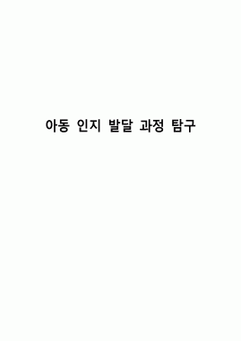 아동 인지 발달 과정 탐구-1페이지