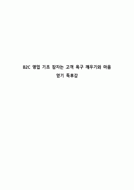 B2C 영업 기초 잠자는 고객 욕구 깨우기와 마음 얻기 독후감-1페이지