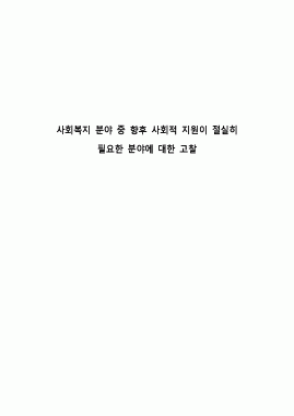 사회복지 분야 중 향후 사회적 지원이 절실히 필요한 분야에 대한 고찰-1페이지
