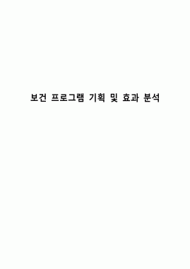 보건 프로그램 기획 및 효과 분석-1페이지