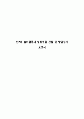 만2세 놀이활동과 일상생활 관찰 및 발달평가 보고서-1페이지