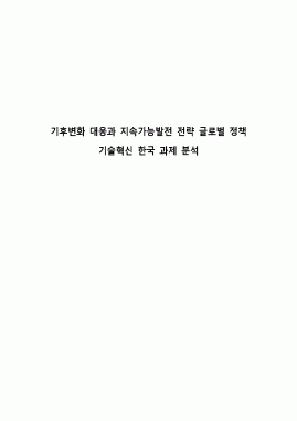기후변화 대응과 지속가능발전 전략 글로벌 정책 기술혁신 한국 과제 분석-1페이지